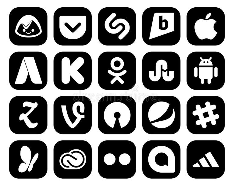 20 Social Media Icon Pack Including Creative Cloud. Chat. Stumbleupon ...