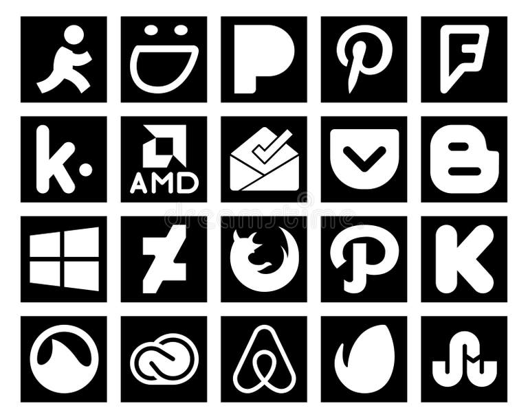 20 Social Media Icon Pack Including Creative Cloud. Kickstarter. Pocket ...