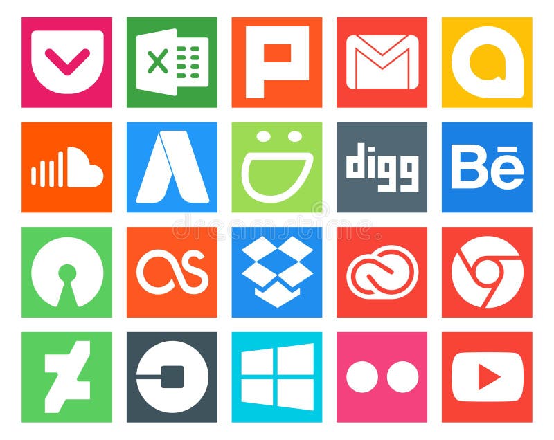 20 Social Media Icon Pack Including Creative Cloud. Lastfm. Sound. Open ...