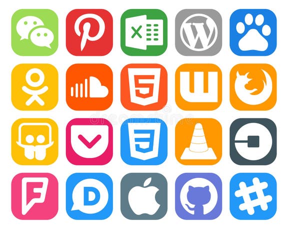 20 Social Media Icon Pack Including Css. Slideshare. Soundcloud ...