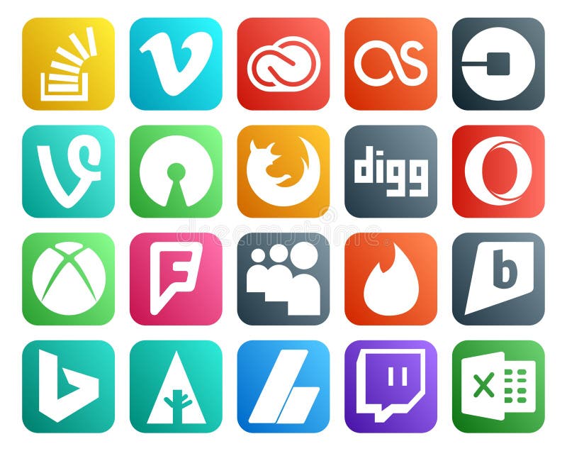 20 Social Media Icon Pack Including Digg. Firefox. Adobe. Open Source ...