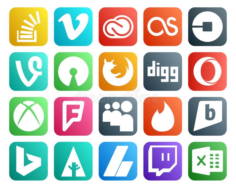 20 Social Media Icon Pack Including Digg. Firefox. Adobe. Open Source ...