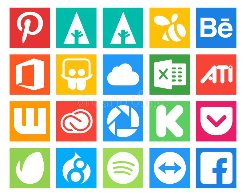 20 Social Media Icon Pack Including Drupal. Pocket. Ati. Kickstarter ...