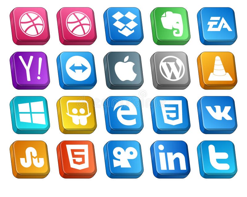 20 Social Media Icon Pack Including Edge. Windows. Teamviewer. Player ...
