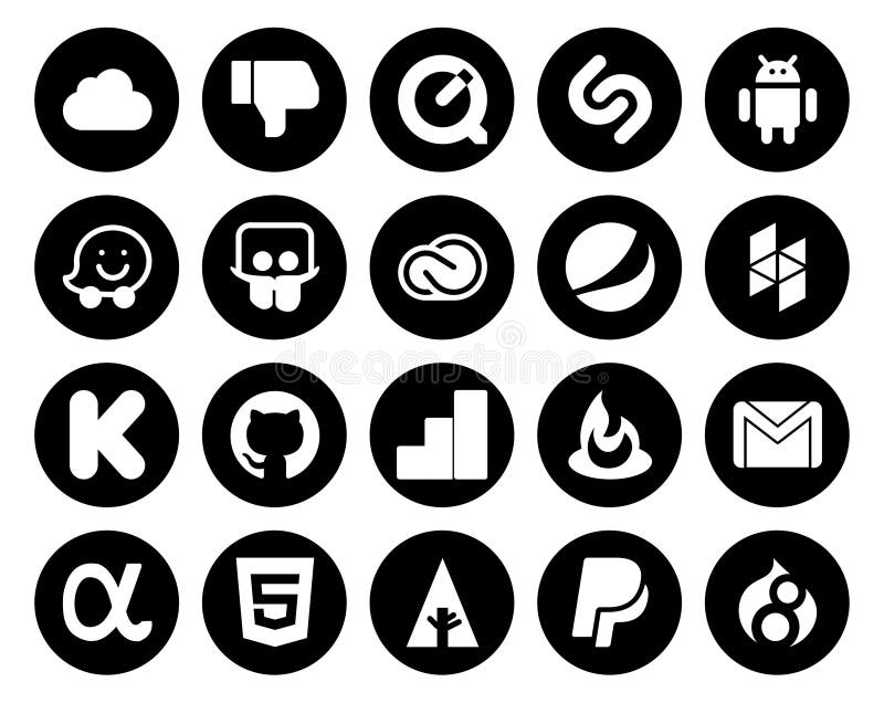20 Social Media Icon Pack Including Email. Feedburner. Cc. Google ...