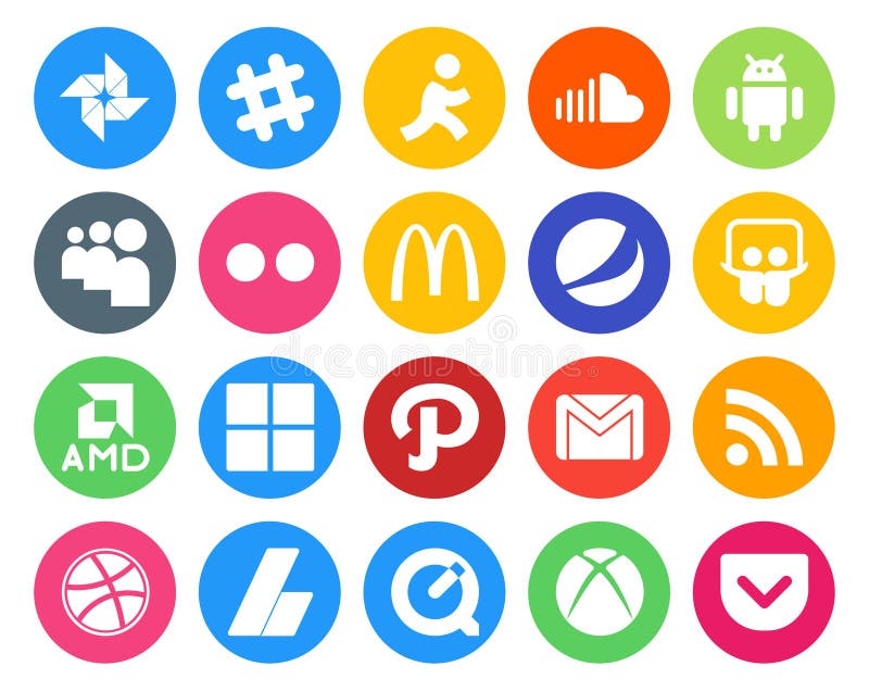 20 Social Media Icon Pack Including Email. Path. Myspace. Microsoft ...