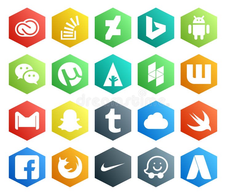 20 Social Media Icon Pack Including Email. Wattpad. Bing. Houzz ...