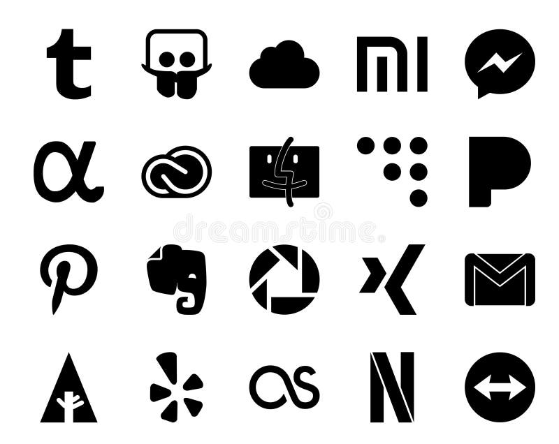20 Social Media Icon Pack Including Email. Xing. Adobe. Picasa ...