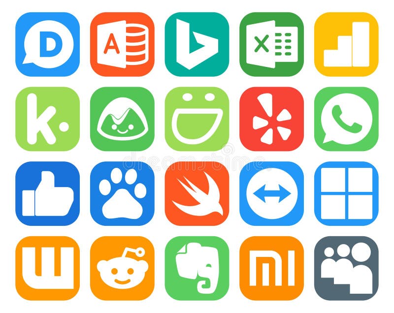 20 Social Media Icon Pack Including Evernote. Wattpad. Yelp. Microsoft ...