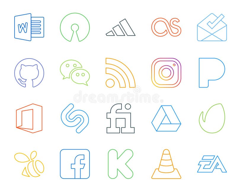 20 Social Media Icon Pack Including Facebook. Envato. Rss. Google Drive ...