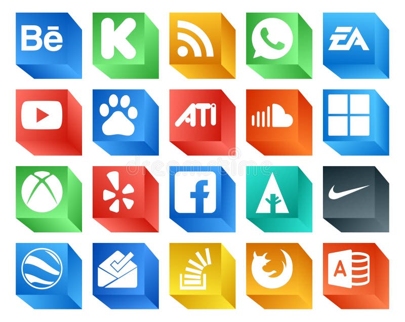 20 Social Media Icon Pack Including Facebook. Xbox. Video. Microsoft ...