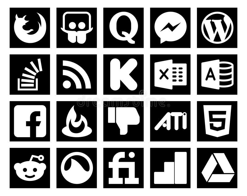 20 Social Media Icon Pack Including Feedburner. Microsoft Access ...