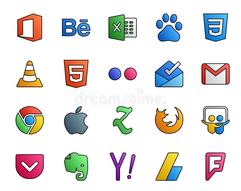 20 Social Media Icon Pack Including Firefox. Apple. Html. Chrome ...