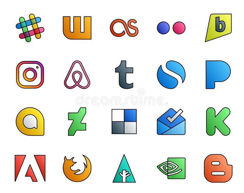 20 Social Media Icon Pack Including Firefox. Kickstarter. Tumblr. Inbox ...