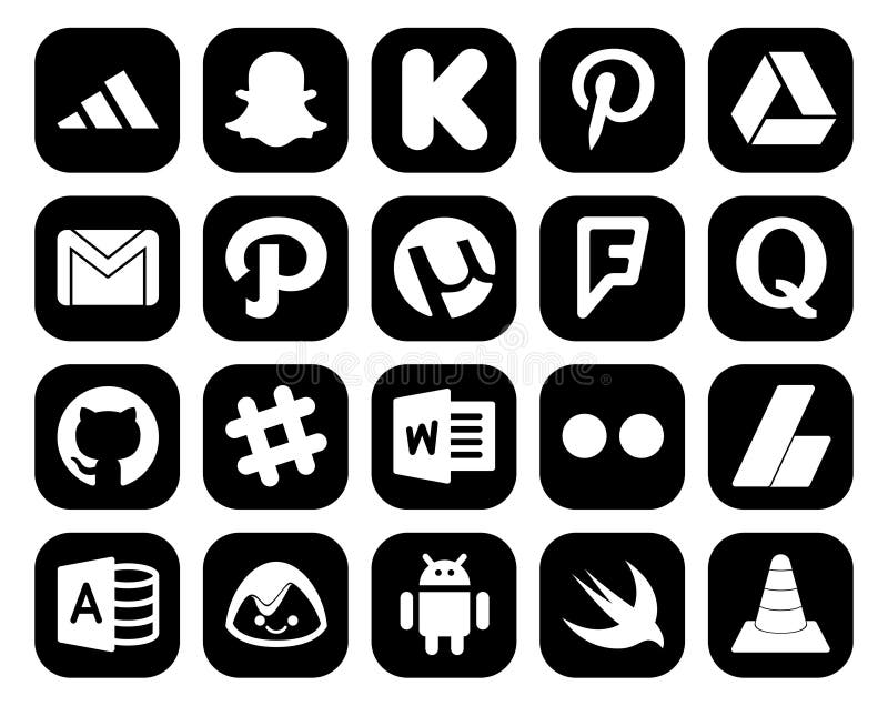 20 Social Media Icon Pack Including Flickr. Chat. Path. Slack Editorial ...