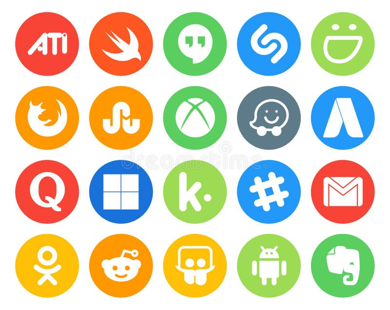 20 Social Media Icon Pack Including Gmail. Slack. Xbox. Kik Editorial ...