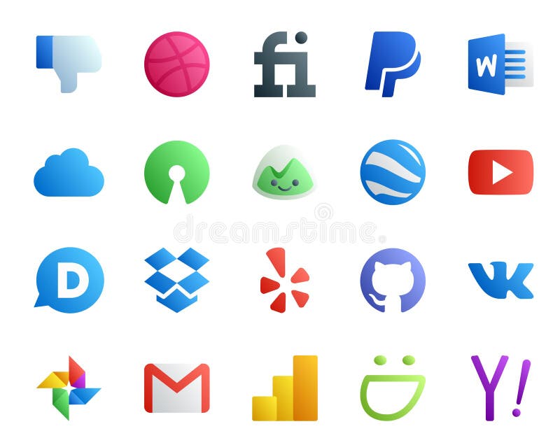 20 Social Media Icon Pack Including Gmail. Vk. Google Earth. Github ...