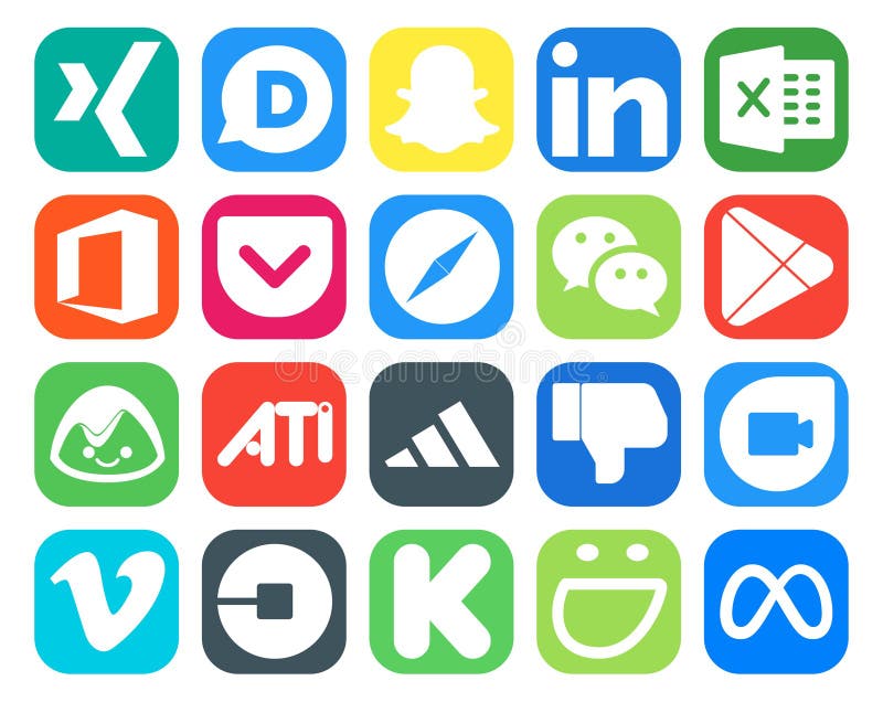 20 Social Media Icon Pack Including Google Duo. Adidas. Browser. Ati ...
