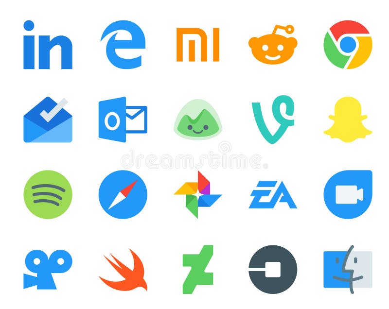 20 Social Media Icon Pack Including Google Duo. Ea. Vine. Electronics ...