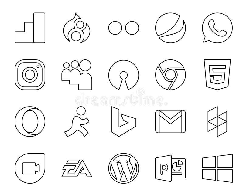 20 Social Media Icon Pack Including Google Duo. Mail. Chrome. Email ...