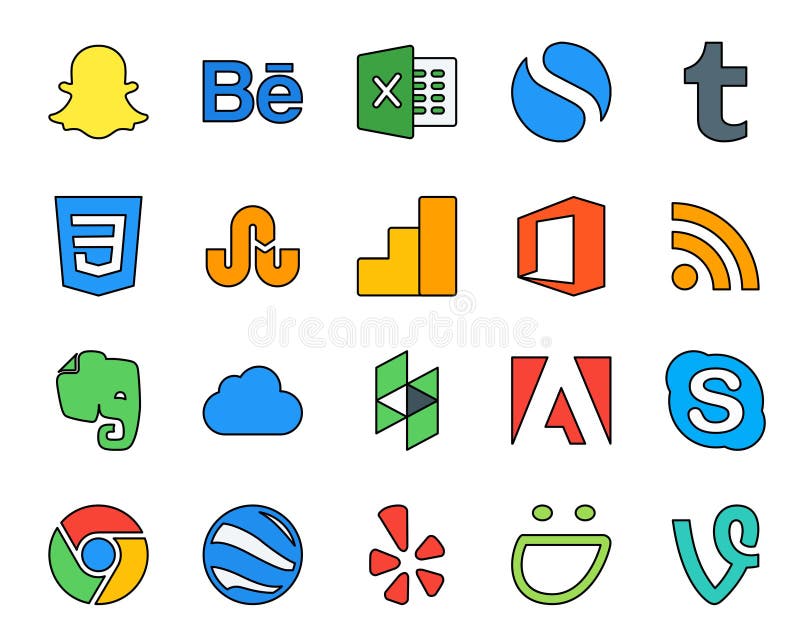 20 Social Media Icon Pack Including Google Earth. Chat. Office. Skype ...