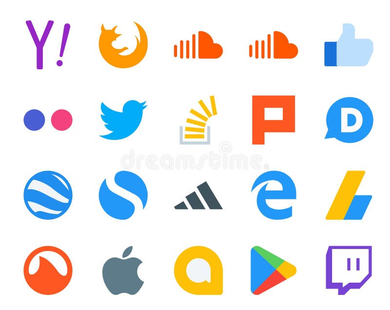 20 Social Media Icon Pack Including Google Earth. Plurk. Flickr ...