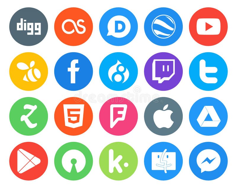 20 Social Media Icon Pack Including Google Play. Apple. Drupal ...
