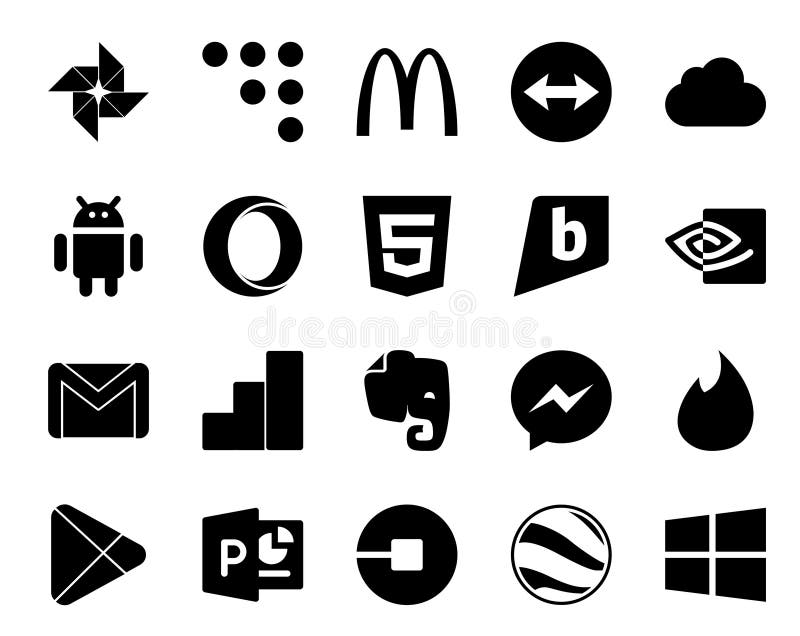 20 Social Media Icon Pack Including Google Play. Messenger. Brightkite ...