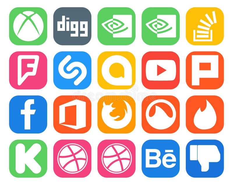 20 Social Media Icon Pack Including Grooveshark. Firefox. Shazam ...