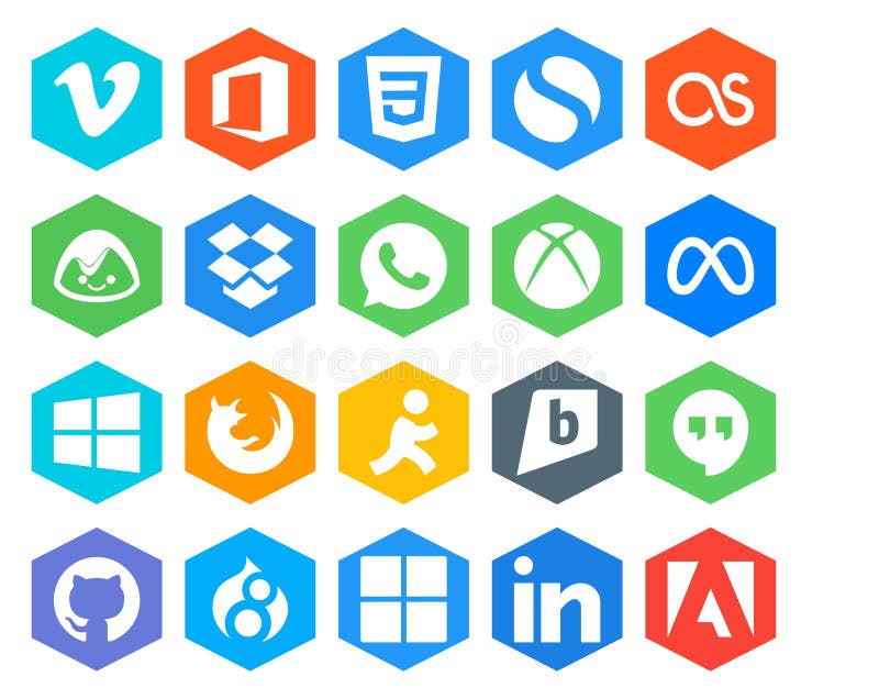 20 Social Media Icon Pack Including Hangouts. Aim. Whatsapp. Browser ...