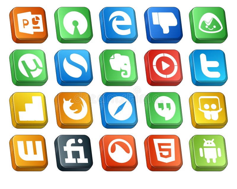 20 Social Media Icon Pack Including Hangouts. Safari. Windows Media ...