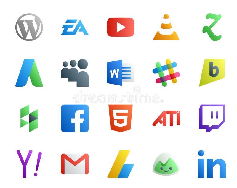20 Social Media Icon Pack Including Houzz. Chat. Media. Slack Editorial ...