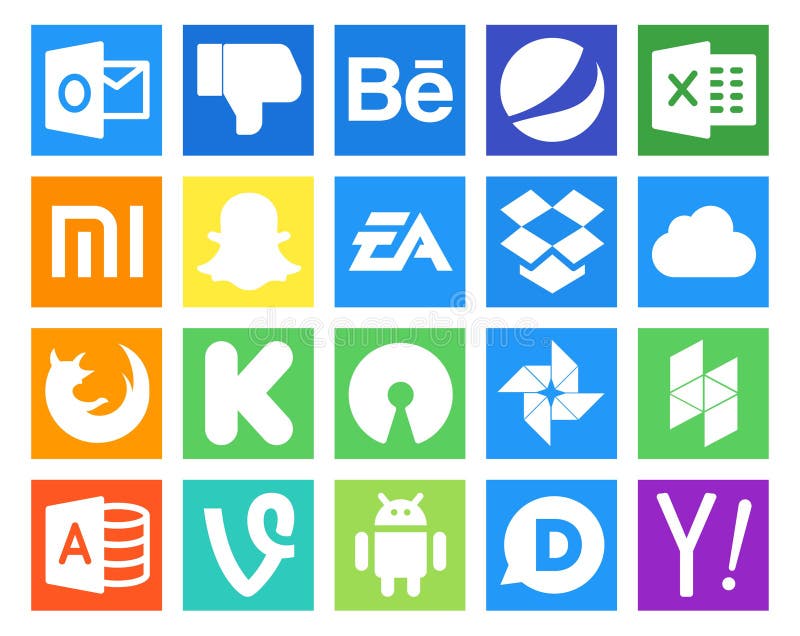 20 Social Media Icon Pack Including Houzz. Open Source. Ea. Kickstarter ...