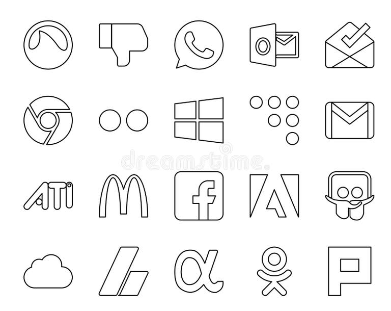 20 Social Media Icon Pack Including Icloud. Adobe. Coderwall. Facebook ...
