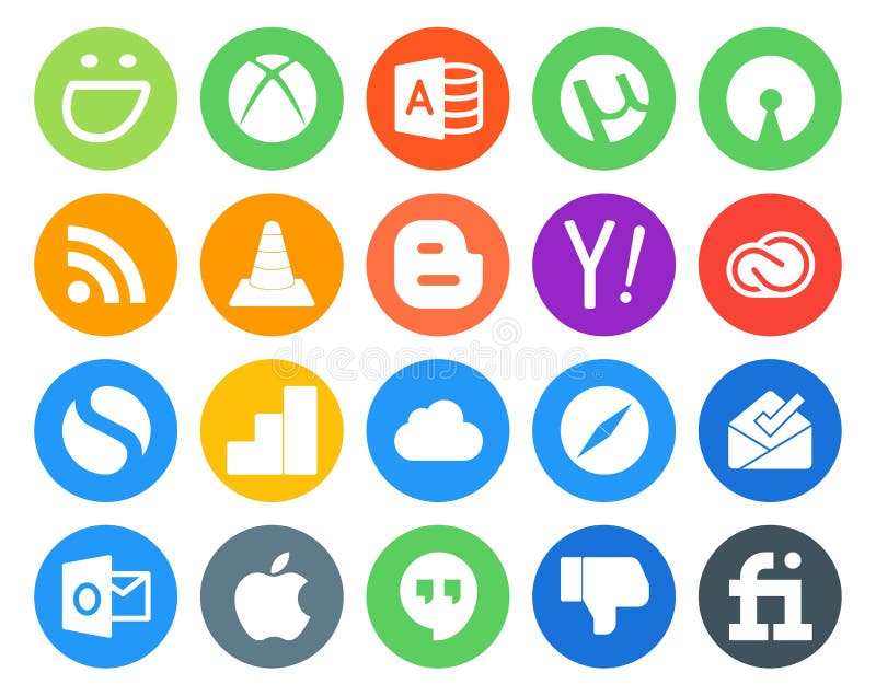 20 Social Media Icon Pack Including Icloud. Simple. Player. Adobe ...