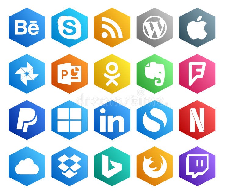 20 Social Media Icon Pack Including Icloud. Simple. Powerpoint ...