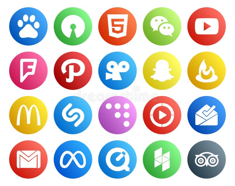 20 Social Media Icon Pack Including Inbox. Windows Media Player. Path ...