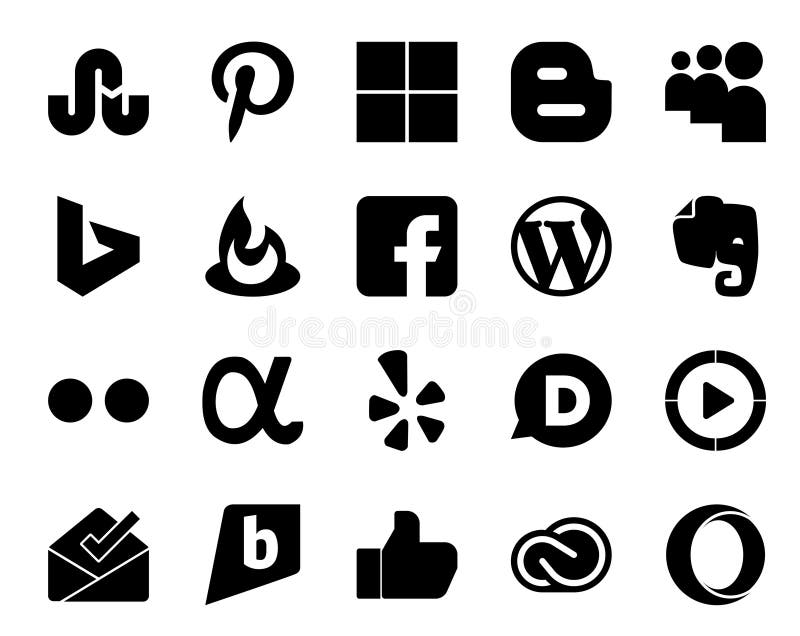 20 Social Media Icon Pack Including Inbox. Windows Media Player ...