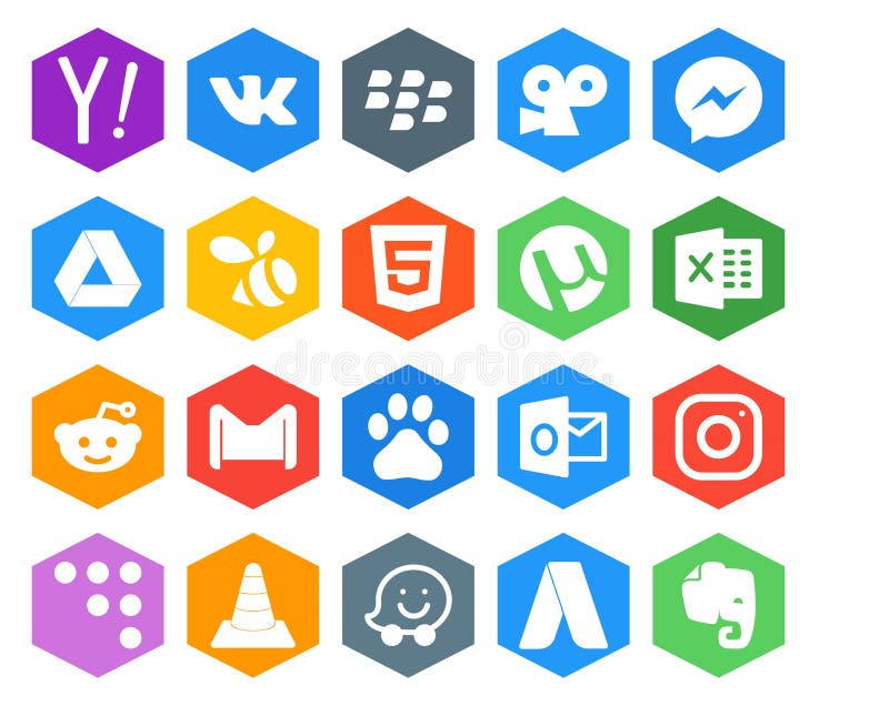 20 Social Media Icon Pack Including Instagram. Baidu. Html. Mail ...