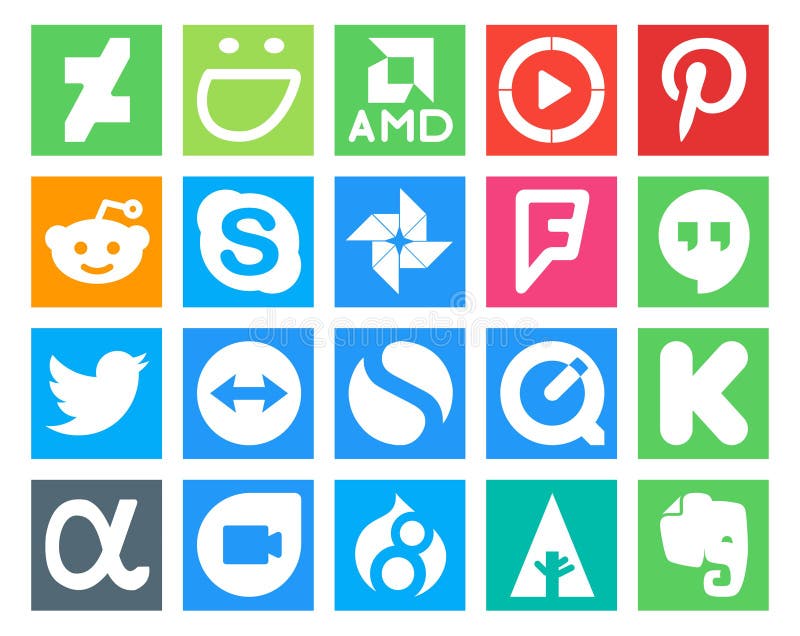 20 Social Media Icon Pack Including Kickstarter. Simple. Chat ...