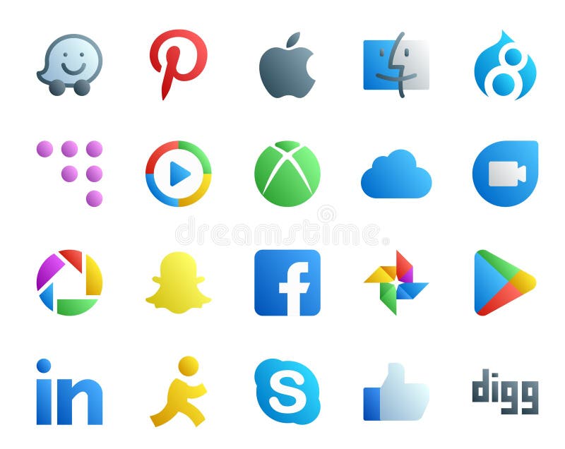 20 Social Media Icon Pack Including Linkedin. Google Play. Xbox. Photo ...