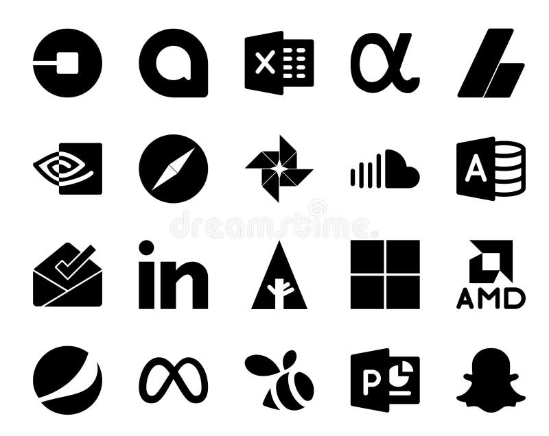 20 Social Media Icon Pack Including Linkedin. Microsoft Access. Nvidia ...