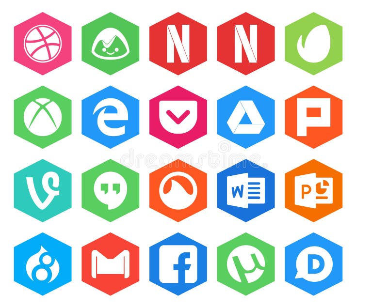 20 Social Media Icon Pack Including Mail. Gmail. Plurk. Drupal ...