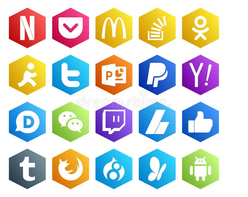 20 Social Media Icon Pack Including Messenger. Disqus. Aim. Search ...