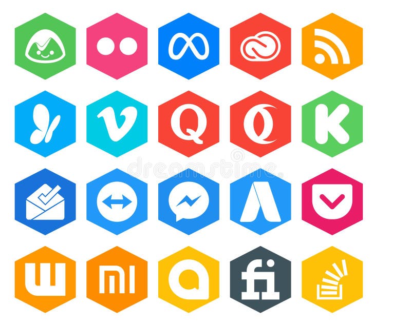 20 Social Media Icon Pack Including Messenger. Inbox. Msn. Kickstarter ...