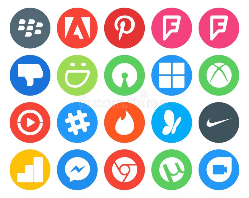 20 Social Media Icon Pack Including Messenger. Nike. Xbox. Msn ...