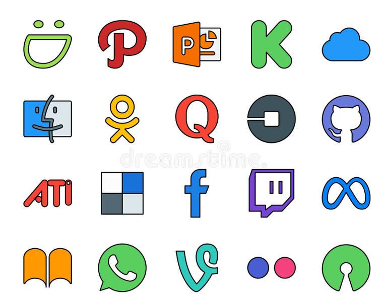 20 Social Media Icon Pack Including Meta. Facebook. Question. Delicious ...
