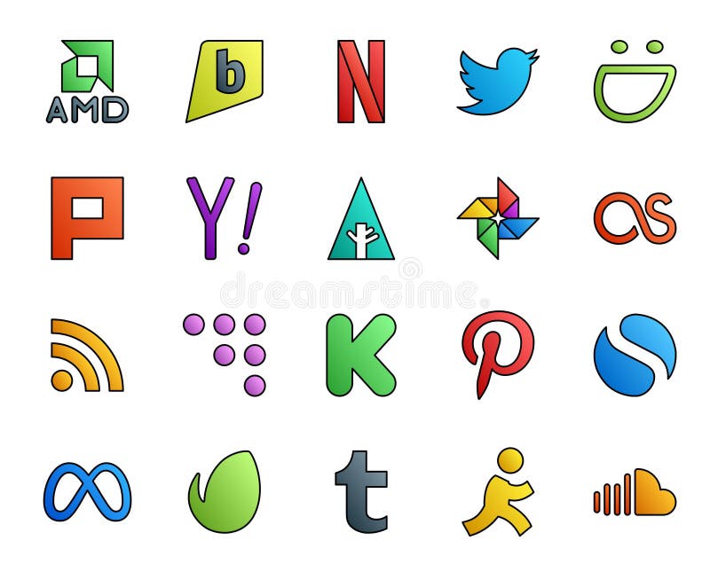 20 Social Media Icon Pack Including Meta. Pinterest. Search ...