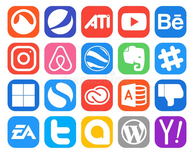 20 Social Media Icon Pack Including Microsoft Access. Cc. Google Earth ...