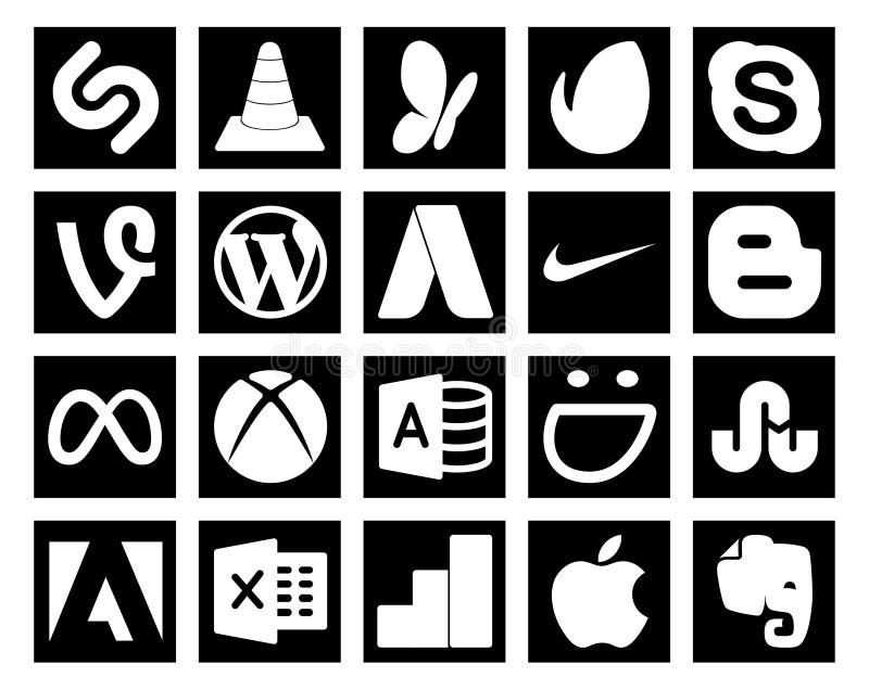 20 Social Media Icon Pack Including Microsoft Access. Facebook. Vine ...